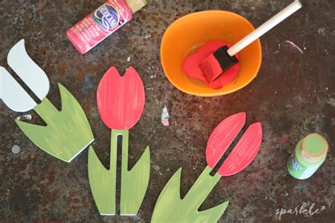 Springtime Painted Wooden Tulips Sparkle Living Blog