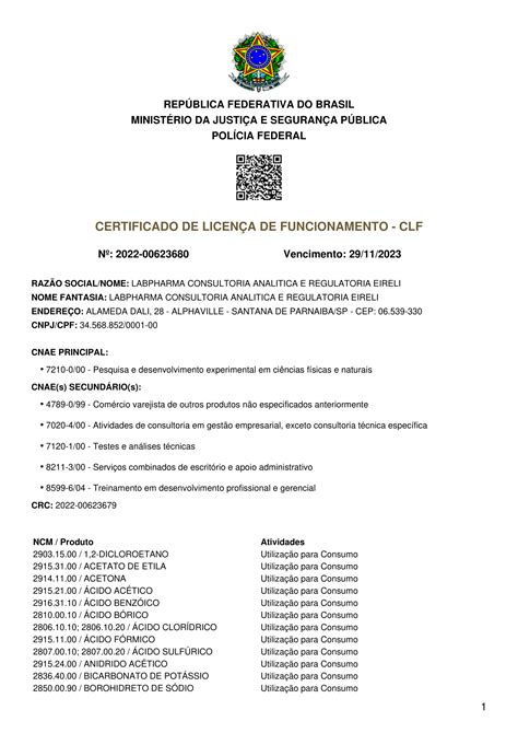Certificações e Licenças Labpharma