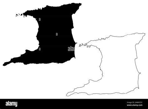 Trinidad Island Republic Of Trinidad And Tobago Map Vector
