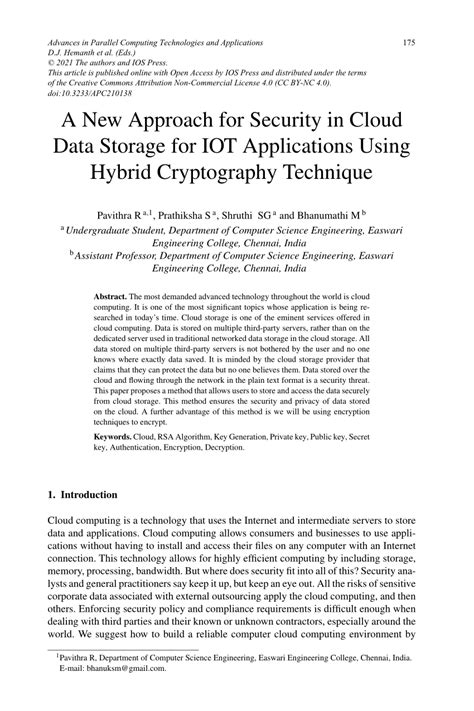 pdf a new approach for security in cloud data storage for iot applications using hybrid
