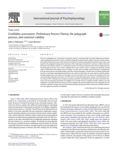 pdf credibility assessment preliminary process theory the polygraph process and construct