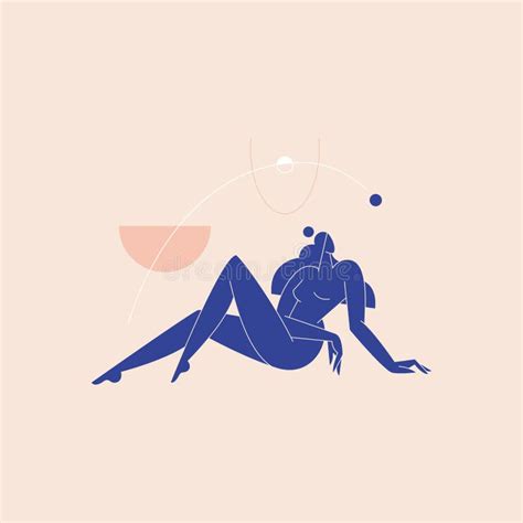 Ilustración Vectorial De Silueta Femenina Contemporánea Desnuda Cuerpo
