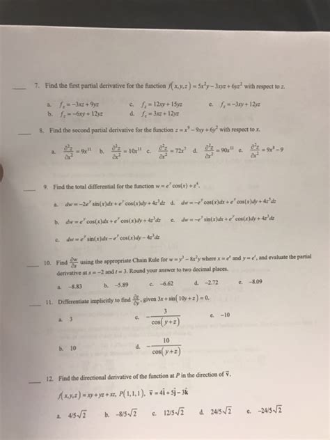 solved find the first partial derivative for the function