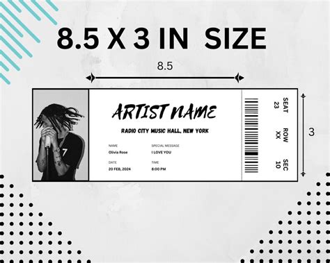 Editable Concert Ticket Template DIY Event Ticket Custom Etsy
