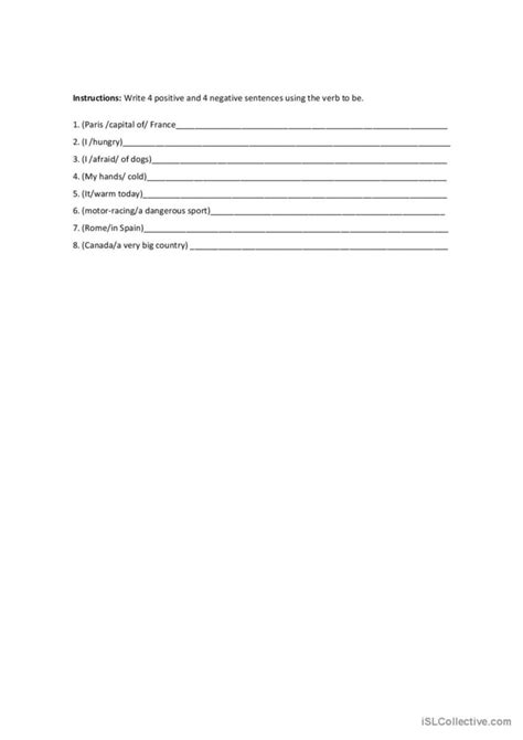 Simple present Verb to be práctica g Español ELE hojas de trabajo pdf