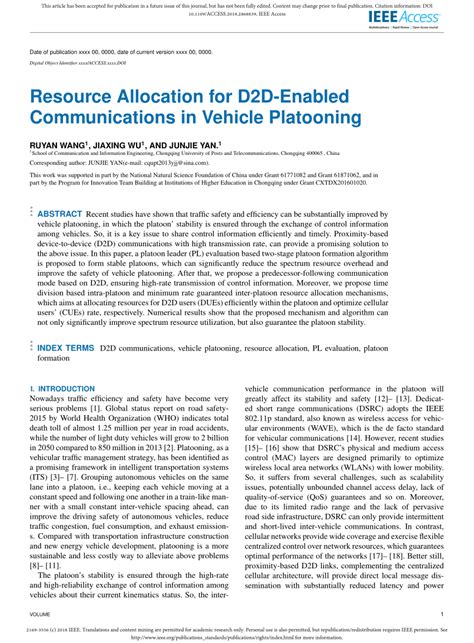 pdf resource allocation for d2d enabled communications in vehicle platooning