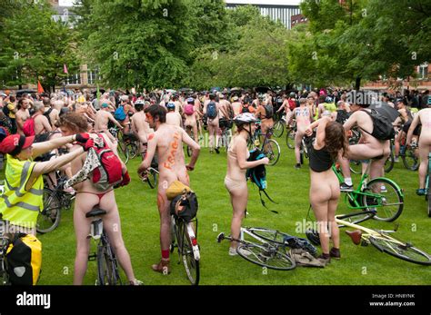 World Naked Bike Ride Manchester 2016 Participants Stock Photo Alamy
