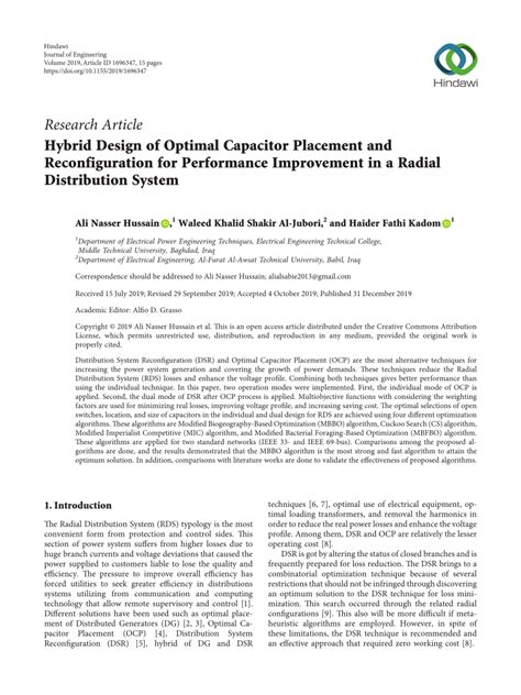 pdf hybrid design of optimal capacitor placement and reconfiguration for performance