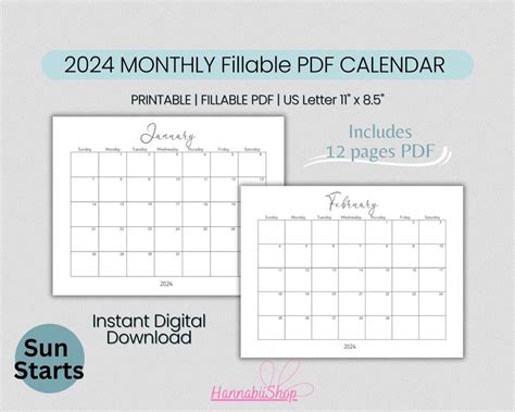 Calendrier mensuel 2024 modifiable remplissable Rentrée Etsy France