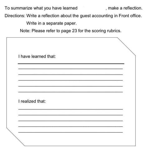 To Summarize What You Have Learnedmake A Reflectiondirections Write A Reflection About The