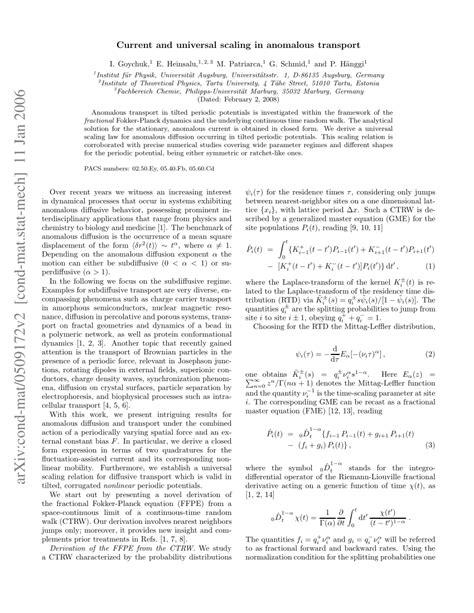 pdf current and universal scaling in anomalous transport