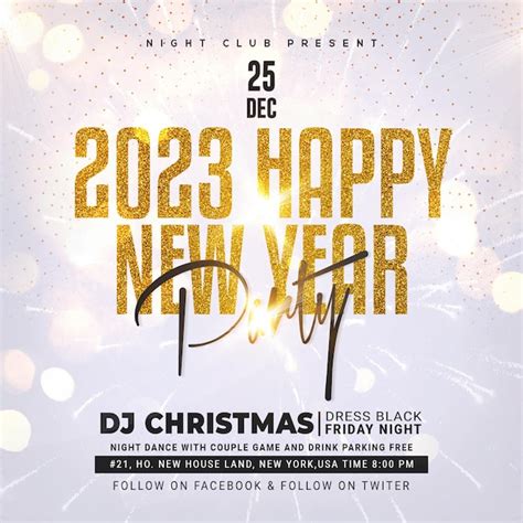 Premium PSD Happy New Year Flyer Template Or Social Media Banner 2023