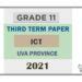 Uva Province Grade 11 ICT 3rd Term Test Paper 2021 English Medium