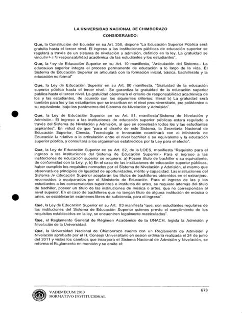Reglamento de Admisión y Nivelación de Pregrado