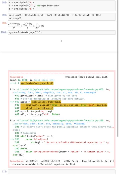 python unable to solve a differential equation using sympy