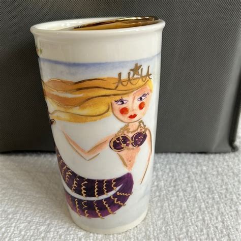 Starbucks Dining Starbucks Siren Mermaid Ceramic Travel Mug 25 Gold