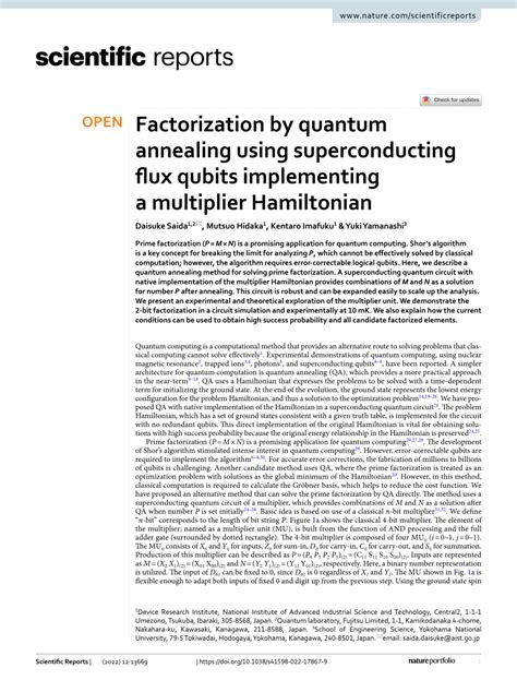 pdf factorization by quantum annealing using superconducting flux qubits implementing a
