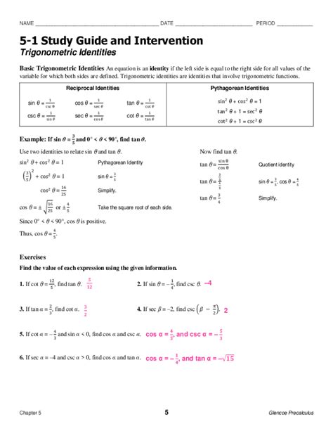Fillable Online Simplifying Trig Identities Worksheet Fax Email Print