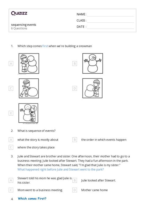 Sequencing Events Worksheets On Quizizz Free Printable