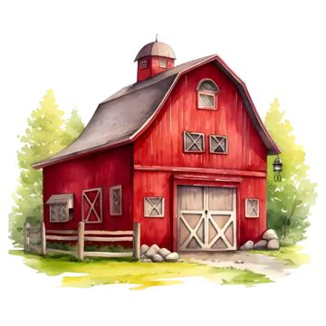 Watercolor Red Barn Farmhouse Red Barn Farmhouse Red Barn Barn PNG