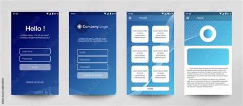 Design Of Mobile App UI UX GUI Set Of User Registration Screens