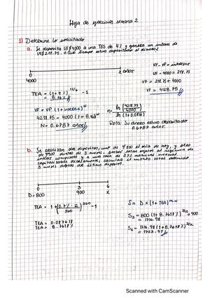Hoja de ejercicios 5 mate fi Matemática financiera Studocu