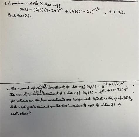 solved 1 a random variable x has mgf m t