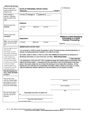 Fillable Online Milwaukee GF 177 Affidavit To Seal Identifying