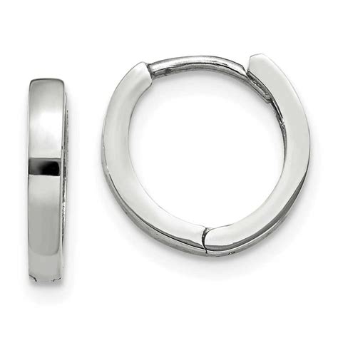 14k White Gold Round Hinged Hoop Earrings Precious Accents Ltd