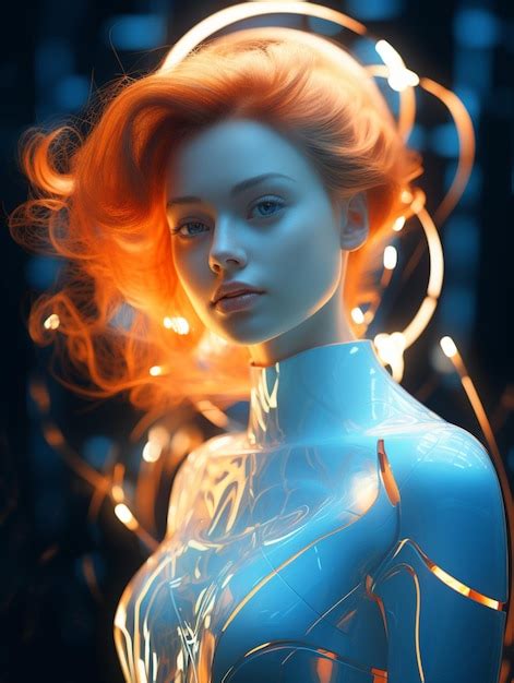 Premium Ai Image Female Futuristic Robot Artificial Intelligence Tech Technology Wires