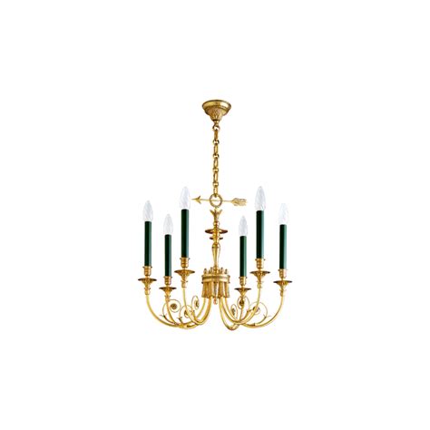 Lucien Gau Lustre en bronze massif Directoire à six lumières 17606