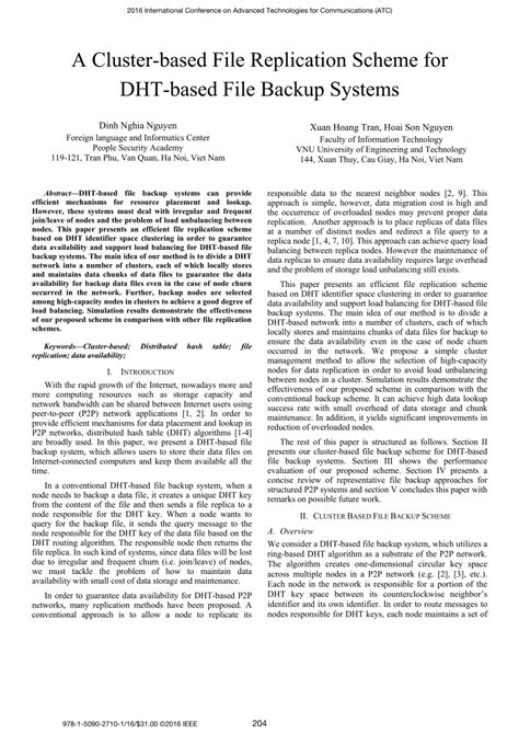 pdf a cluster based file replication scheme for dht based file backup systems