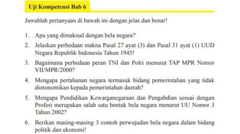 Kunci Jawaban PKN Kelas 9 Halaman 184 Bagian Uji Kompetensi Pada Bab 6