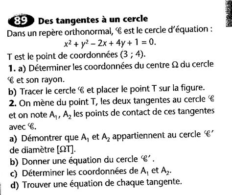 Equation De La Tangente D Un Cercle