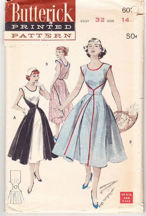 Vintage 1952 Original Butterick 6015 Sewing Pattern Walk Away Etsy