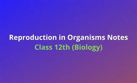 Reproduction In Organisms Class 12 Notes Handwritten Notes PDF