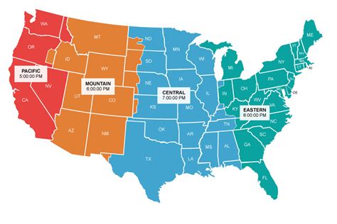 Time Zone Map Usa Printable