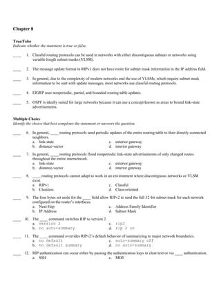 CCNA Advanced Routing Protocols Questions PDF