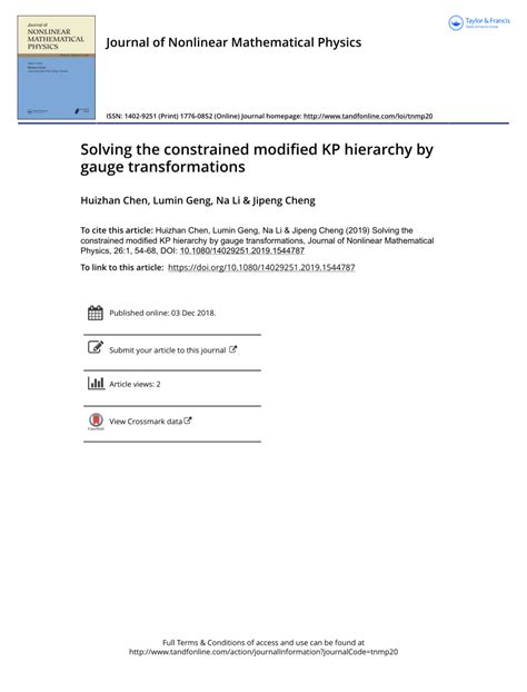 pdf solving the constrained modified kp hierarchy by gauge transformations