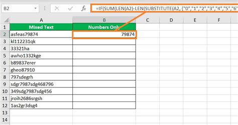extract numbers from mixed text strings in excel