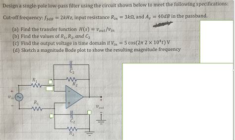 Design A Single Pole Low Pass Filter Using The Chegg
