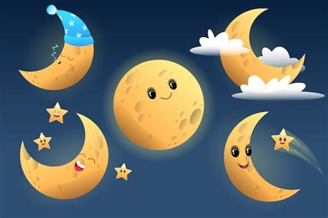 Personaje de dibujos animados lindo luna ilustración para niños