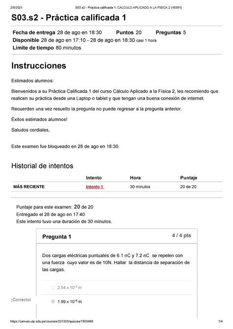 Calculo aplicado a la Fisica Practica Calificada 1 S03 Práctica