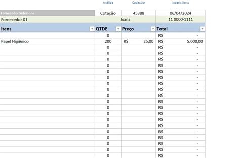 Planilha de Cotação de Preços Tudo Excel