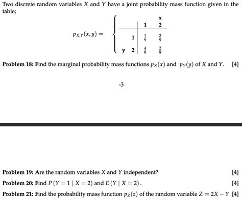 Solved Two Discrete Random Variables X And Y Have A Joint Chegg