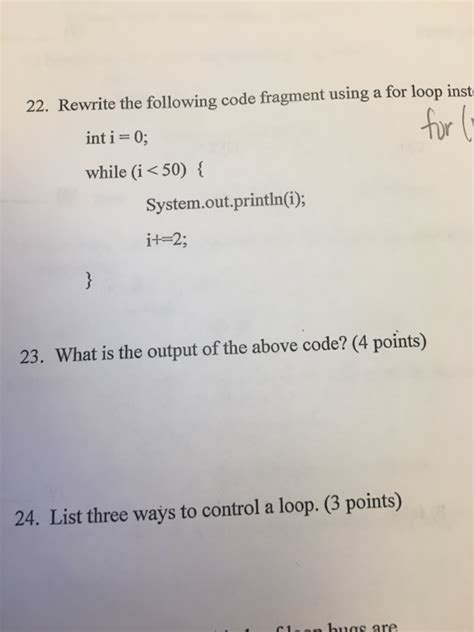 solved rewrite the following code fragment using a for loop