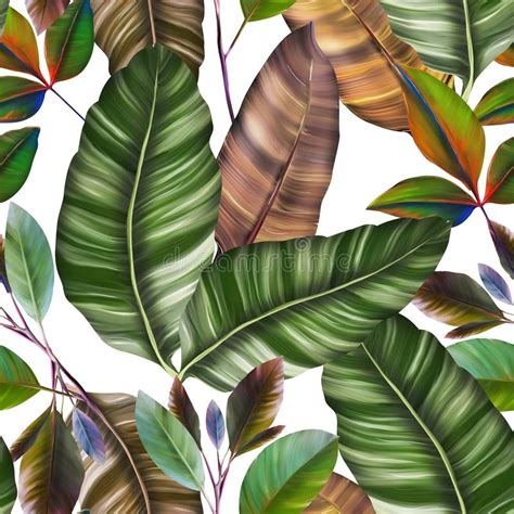 Watercolor Seamless Pattern With Tropical Leaves Swimwear Botanical