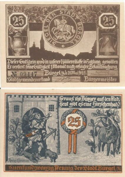 25 Pfennigs Hunting Series Issue 2 Ciudad de Bürgel Turingia