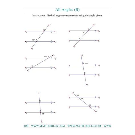 Finding Angle Measures In Geometry Worksheet Angleworksheets