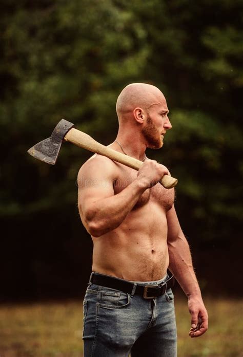 Handsome Shirtless Man Muscular Body Bodybuilding Sport Concept